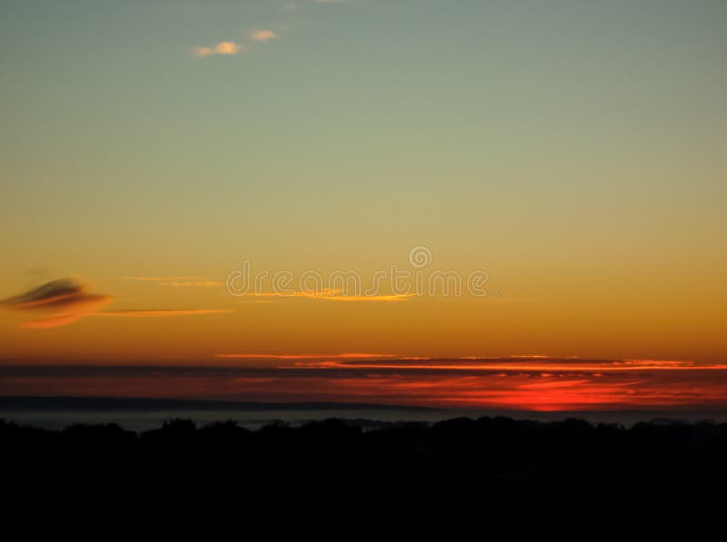 Sunset Landscape. Horizon at Sunset. Red Black Paint. Stock Image ...