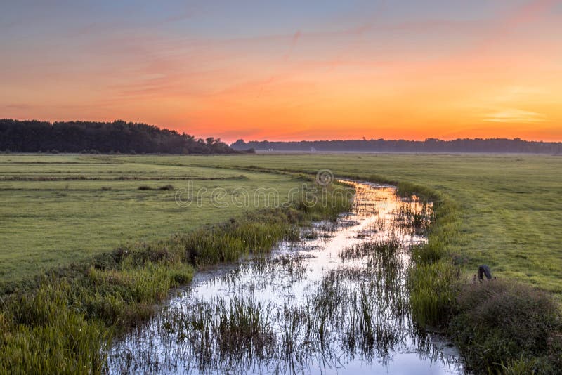 Sunset Landscape of Lowland River Stock Photo - Image of beautiful ...
