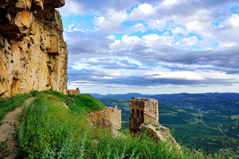 Sunset Landscape with Mountain View. Ares in Spain. Stock Image - Image ...
