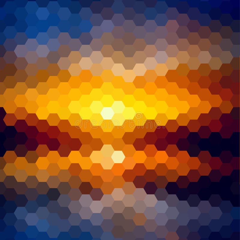 Sunset Landscape Pattern of Geometric Shapes. Colorful Mosaic. T Stock ...