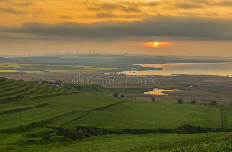 Sunset Landscape in Romania Stock Photo - Image of river, specific ...
