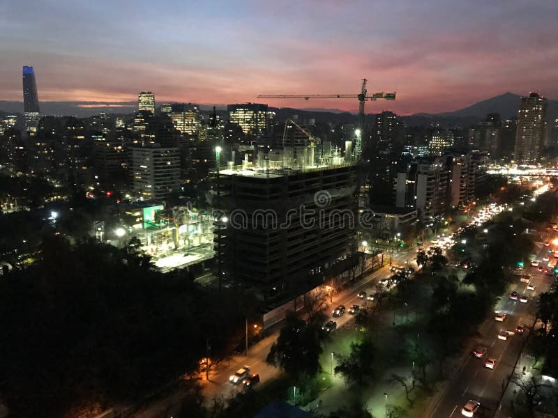 Sunset Landscape in Santiago City Stock Image - Image of landscape ...