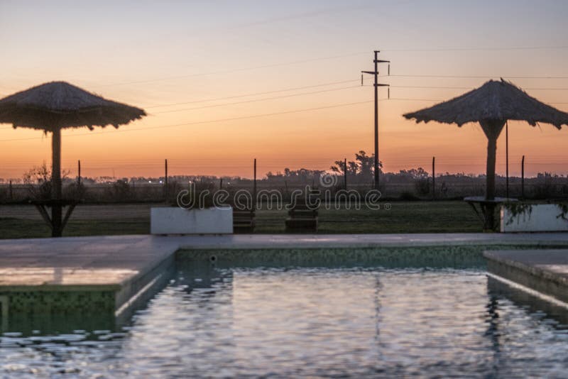 Sunset Landscape Seen from the Pool Stock Photo - Image of destinations ...