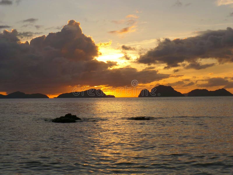Sunset stock image. Image of sunset, cabanas, palawan - 51610423