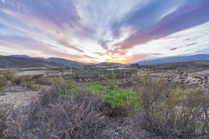 Sunset in Las Palomas Spain Stock Image - Image of landscape, ugijar ...