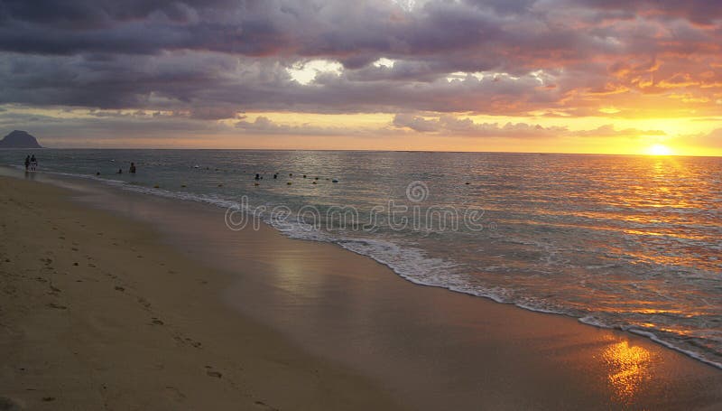 Sunset on the Le Morne Peninsula, Mauritius Stock Image - Image of ...