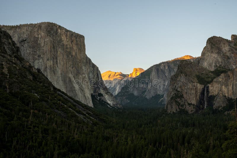 Sunset Light Fades Over Half Dome from Tunnel View Stock Image - Image ...