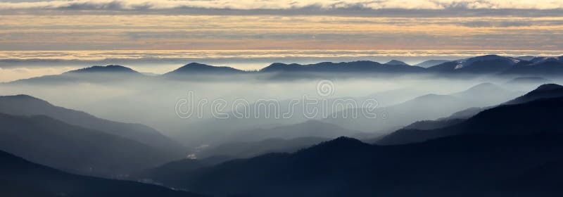 Sunset Light in the Mountains Stock Image - Image of trek, snow: 24982849