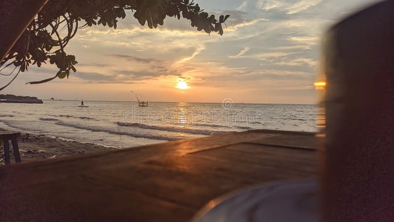 Sunset Light of the Ocean View in the Beach Stock Image - Image of ...