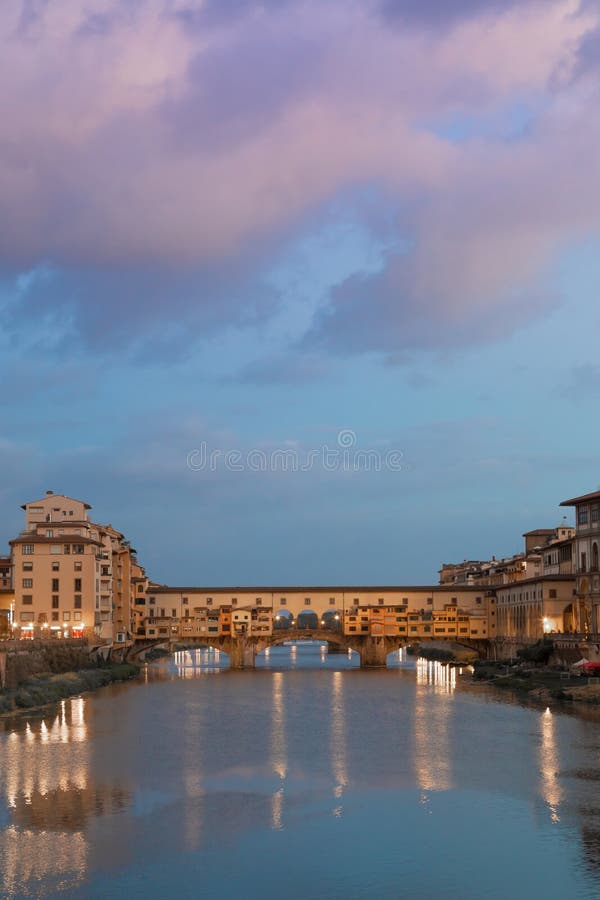 Sunset Light on Ponte Vecchio - Old Bridge - in Florence, Italy ...