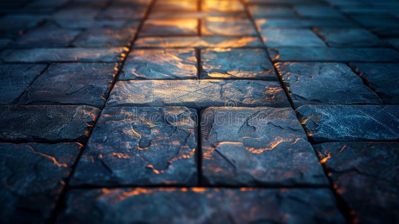Sunset Light Reflecting on Textured Pavement Stock Image - Image of ...