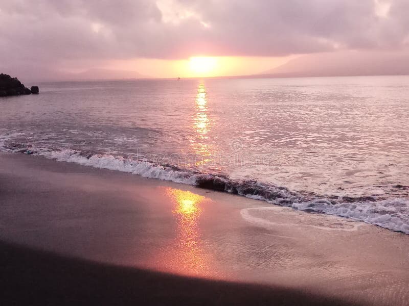 Sunset Light Reflection in Beach at Afternoon Stock Photo - Image of ...