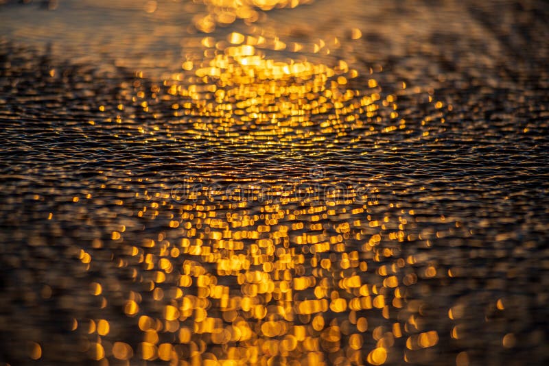Sunset Light Reflection in the Beach Wet Sand and Water Stock Photo ...