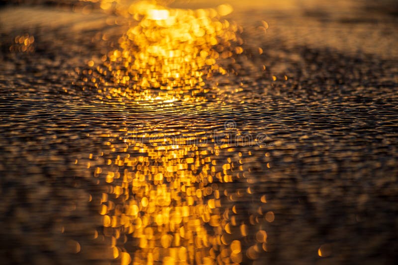Sunset Light Reflection in the Beach Wet Sand and Water Stock Photo ...
