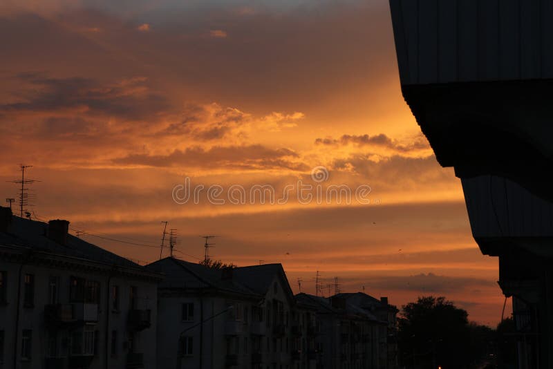Sunset lightens old houses stock photo. Image of land - 42117884