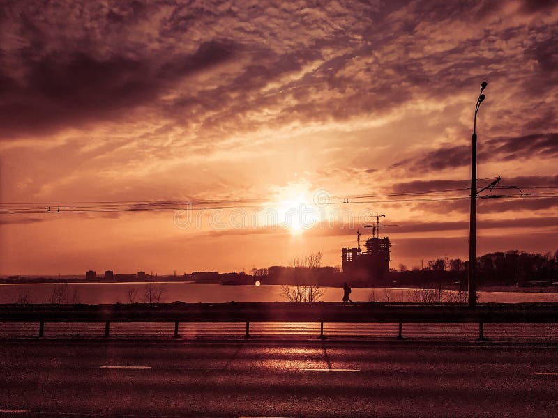 Sunset Lighting Up the City. Stock Photo - Image of cloud, sunrise ...