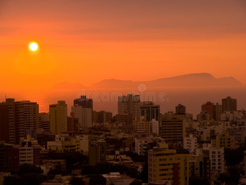 Sunset on the Coast of Lima Stock Photo - Image of evening, peru: 8784382