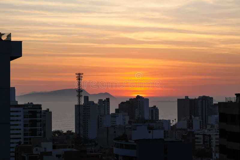 Sunset in Lima editorial photography. Image of hotels - 174464612