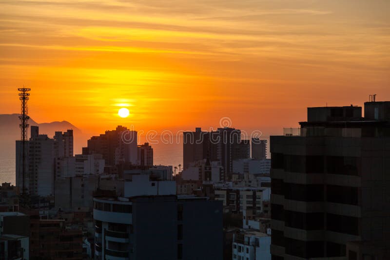 Sunset in Lima editorial photo. Image of colors, destination - 174465511