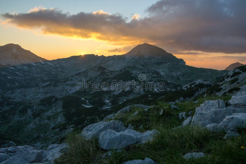 Sunset in Limestone Mountains Stock Image - Image of lights, blue: 50132111