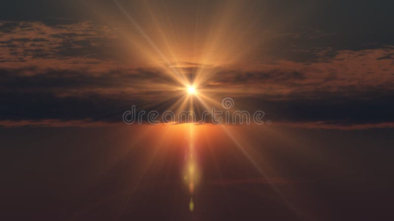 Sunset with Line Clouds Abstract Stock Illustration - Illustration of ...
