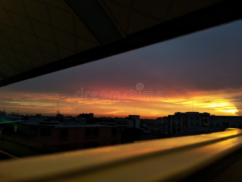 Sunset line on the sky stock image. Image of sunset - 188023629