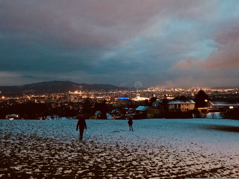 Sunset in Linz, Austria stock photo. Image of sunrise - 260117146