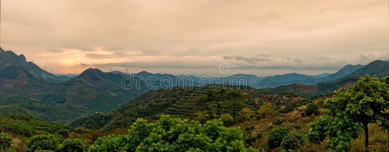 Sunset Lit Up the Sky and the Mountains Stock Image - Image of ...