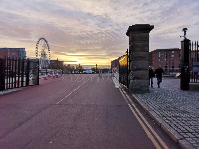 Sunset in Liverpool UK stock photo. Image of sightseeing - 225190318