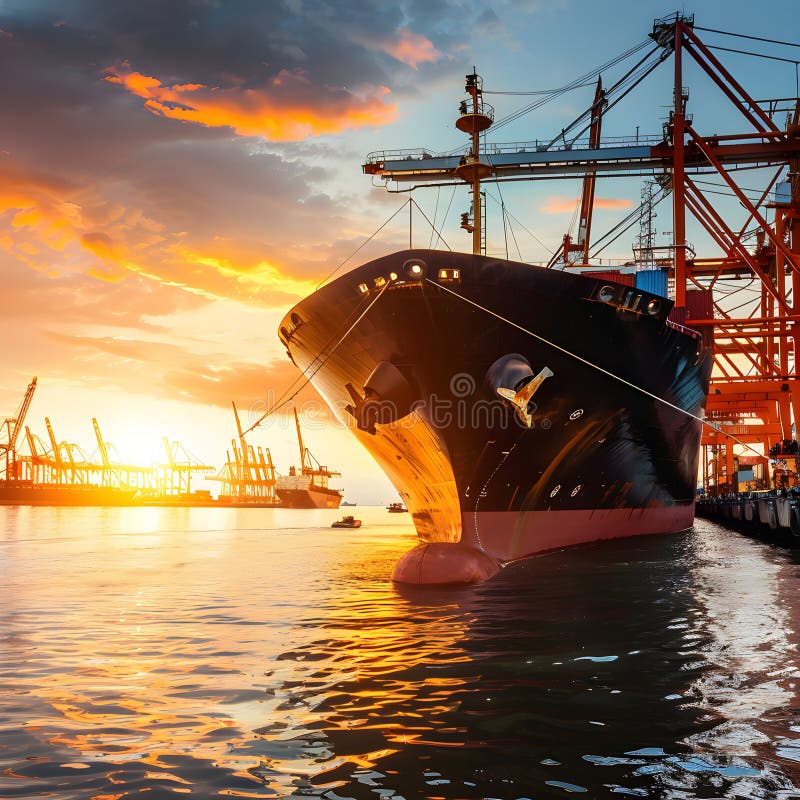 Sunset Loading at Commercial Dock Stock Image - Image of pier, twilight ...