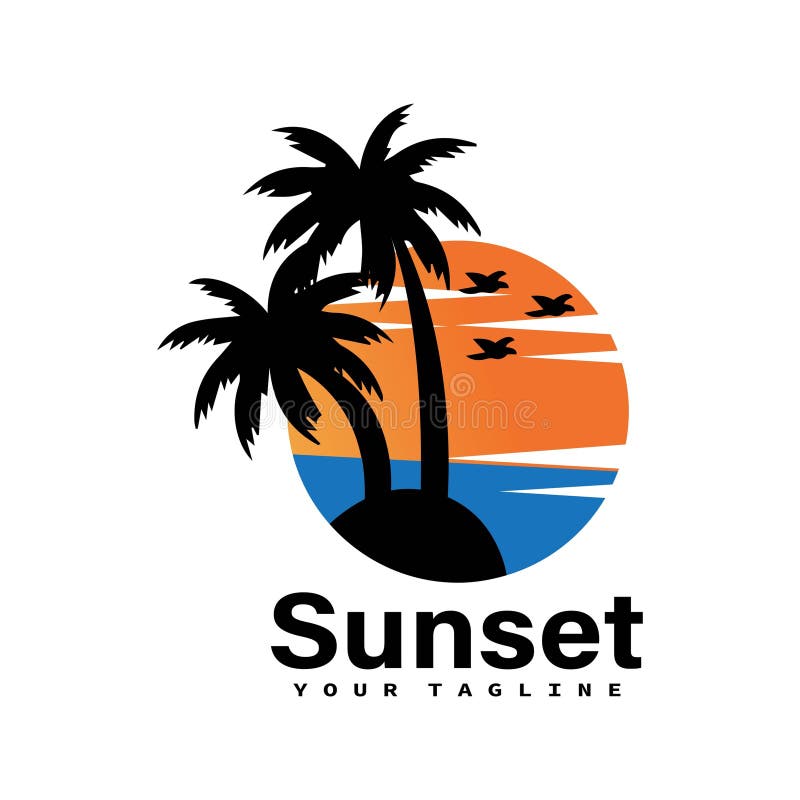 Sunset Logo Icon Vector Template Stock Vector - Illustration of summer ...