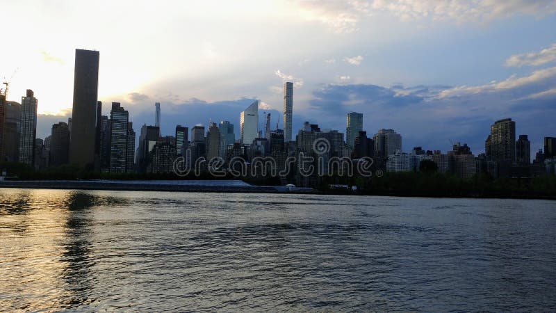 Sunset in Long Island City, Manhattan View Editorial Image - Image of ...