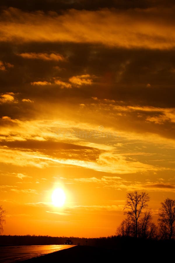 Sunset and long road stock photo. Image of cirrostratus - 11579202