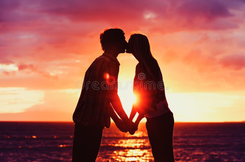 Sunset Lovers stock image. Image of black, figure, love - 23926219