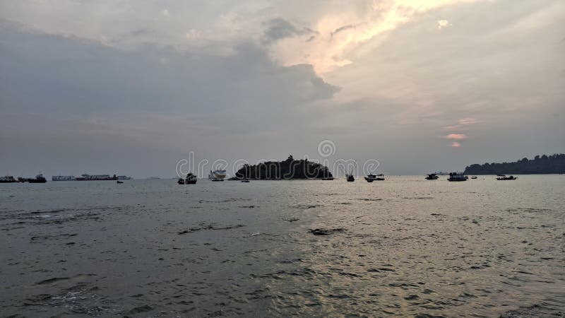 Sunset at Mabak Beach in Merak Banten Indonesia Stock Photo - Image of ...