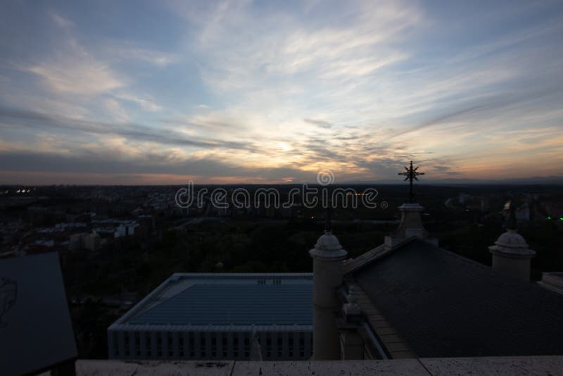 Sunset in madrid spain stock photo. Image of historical - 223689620