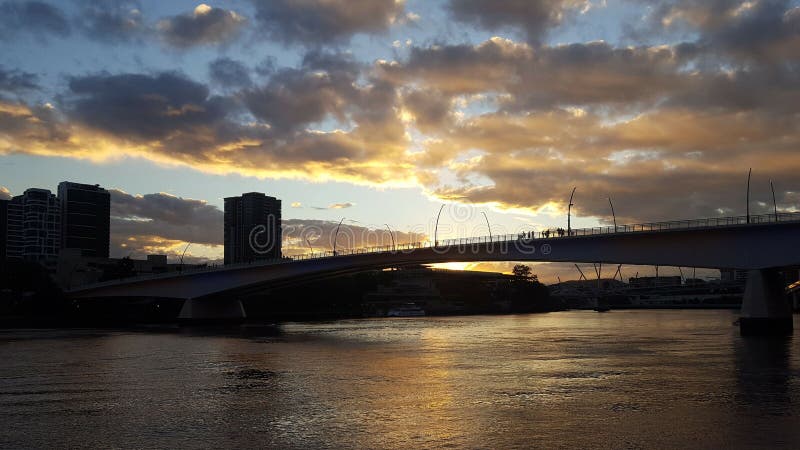 Sunset - Magnificent Sunset Over Bridge in Brisbane Qld Australia Stock ...