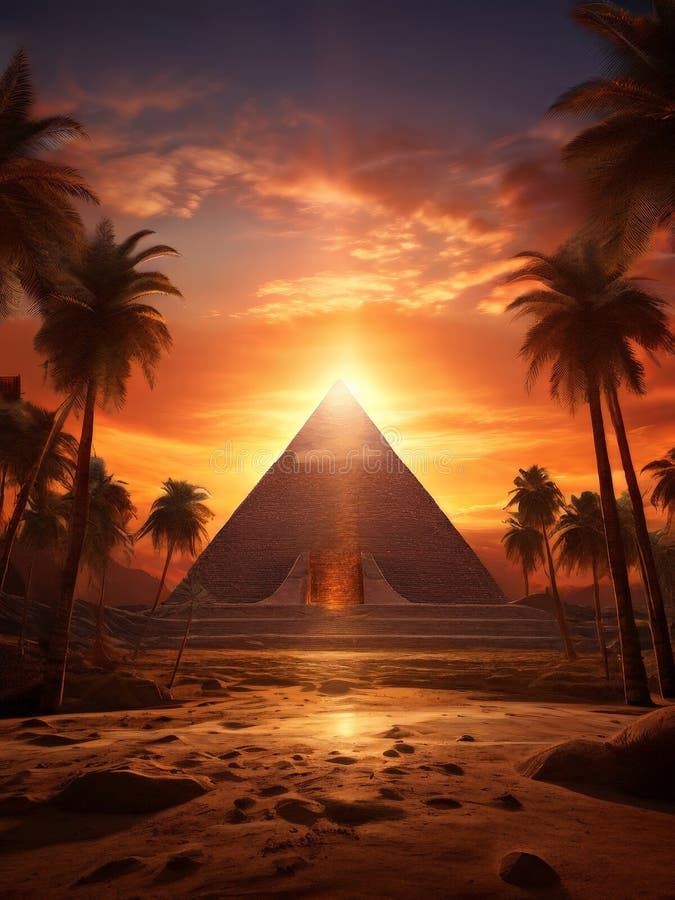 Sunset Majesty: Pyramid in the Desert Stock Photo - Image of structure ...