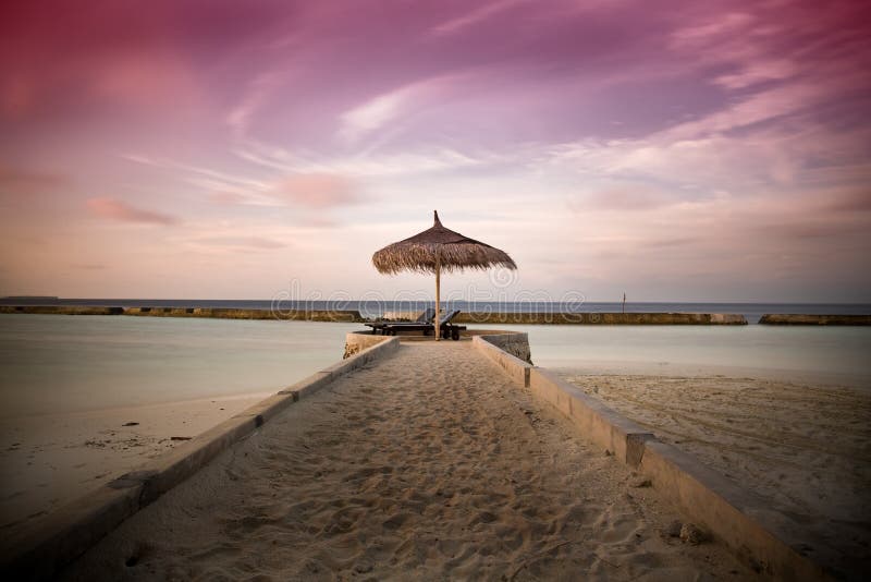Sunset at Maldives stock photo. Image of balcony, breath - 37493744