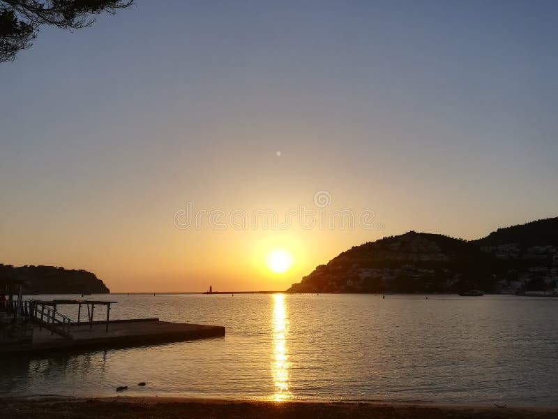 Sunset in Mallorca island stock image. Image of nature - 189407415