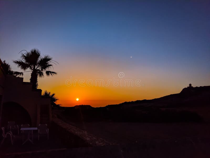 Sunset Malta Gozo stock image. Image of plain, island - 187684379