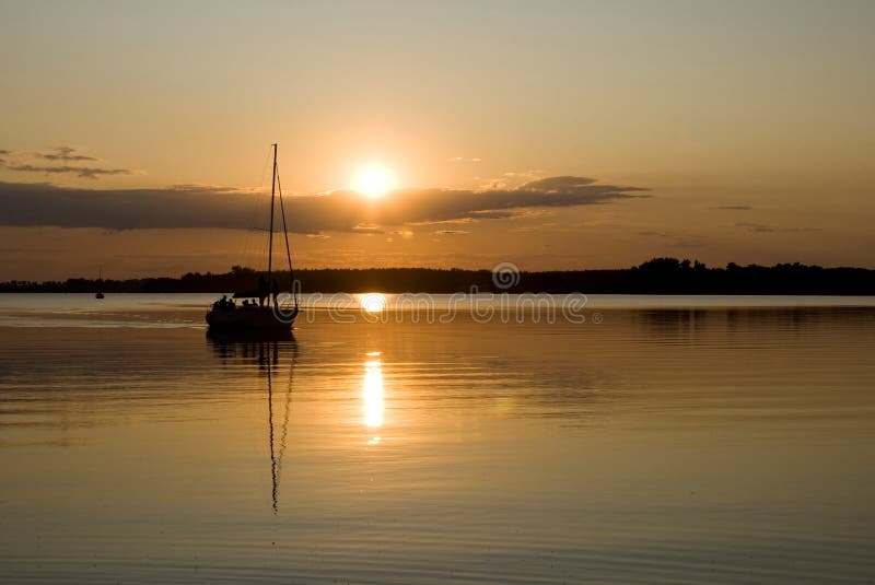 Sunset at Mamry lake stock image. Image of evening, afternoon - 14629497