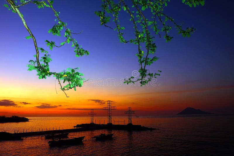 Sunset Manado stock image. Image of manado, north, yellow - 173146209
