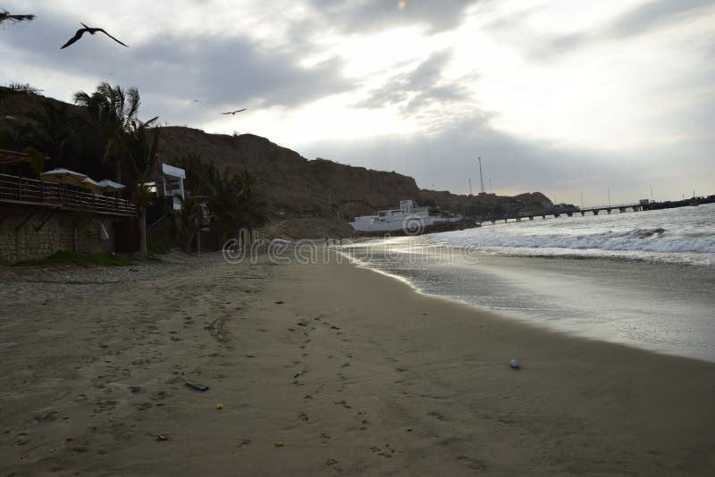 Sunset in Mancora Beach Located in Piura, Peru Stock Image - Image of ...