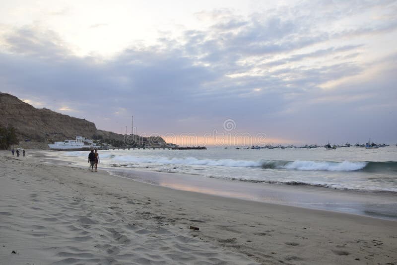 Sunset in Mancora Beach Located in Piura, Peru Editorial Stock Image ...