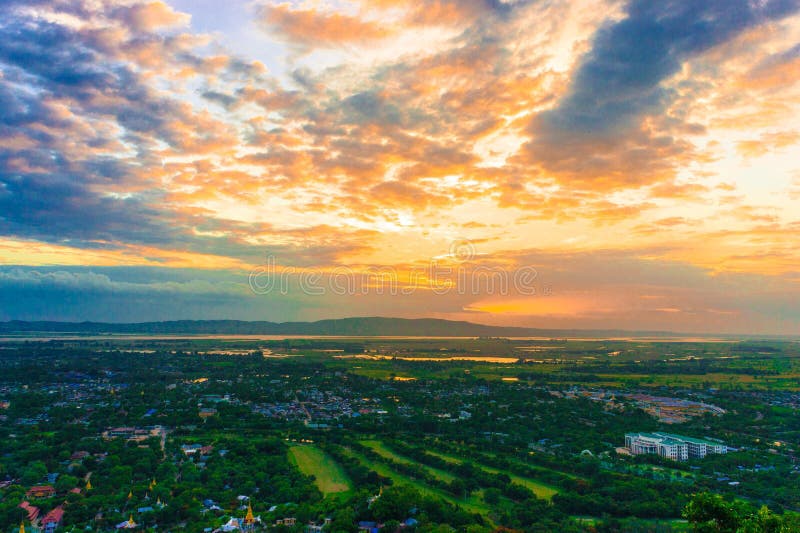 Sunset stock image. Image of sunset, mandalay, myanmar - 43982263