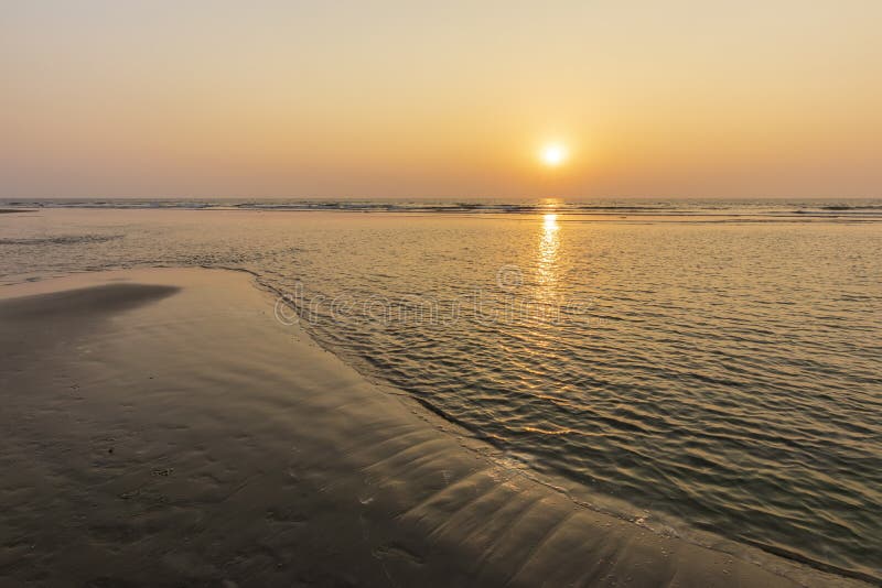 Sunset on Mandrem Beach in Goa, India Stock Image - Image of holiday ...
