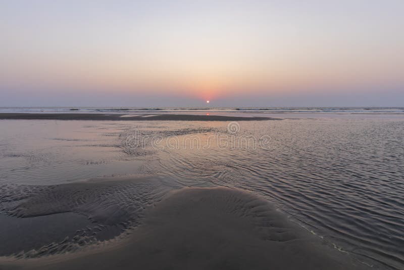 Sunset on Mandrem Beach in Goa, India Stock Image - Image of golden ...