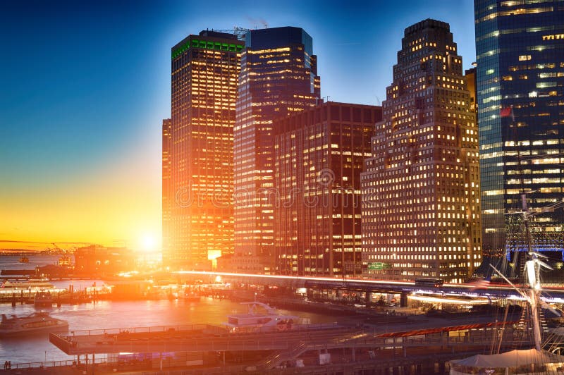 Sunset in Manhattan stock photo. Image of east, exposure - 147774820