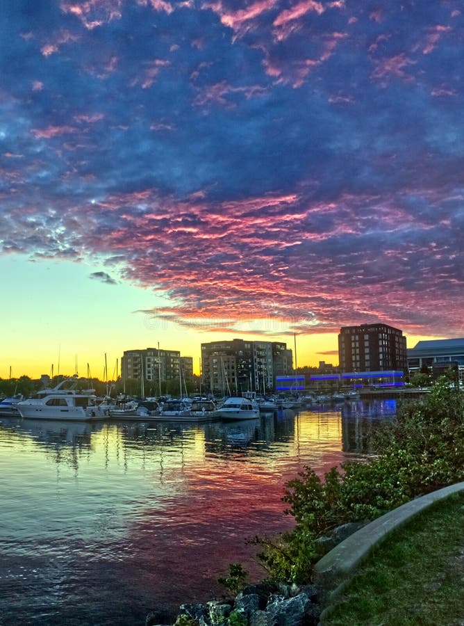 Sunset at the Marina, Thunder Bay, on, Canada Stock Photo - Image of ...